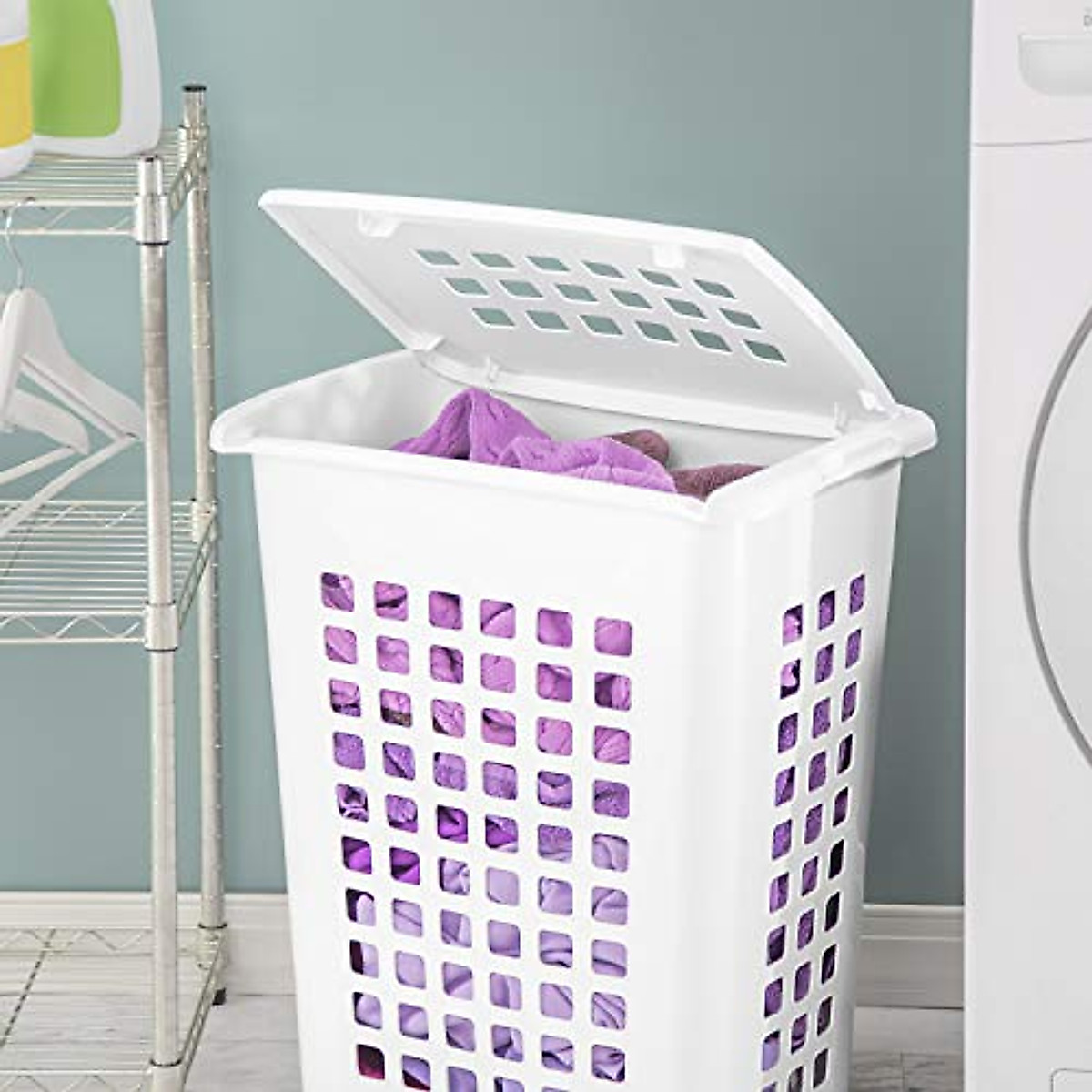 Sterilite 12238004 Rectangular LiftTop Laundry Hamper, White, 4-Pack