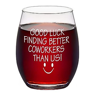 DAZLUTE Funny Farewell Gifts for Women Men Coworkers Colleagues Boss, Good Luck Finding Better Coworkers Than Us Stemless Wine Glass, Leaving Gift Going Away Gift for New Job Boss Day Christmas, 150z