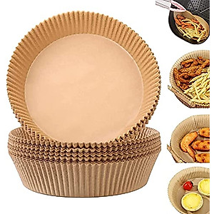 Air Fryer Disposable Paper Liner，Non-Stick Air Fryer Paper Liners, Baking Paper for Air Fryer Oil-proof, Food Grade Paper for Oven Air Fryer Baking Roasting Microwave Frying Pan (50Pcs-6.5 in)