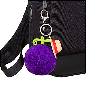 Plush One Piece Keychains for Backpack Luffy Devil Fruit Brook Head Novelty Keychain Charms for anime Fans Gift Idea (Purple)
