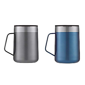 Contigo Streeterville Stainless Steel Vacuum-Insulated Mug with Handle and Splash-Proof Lid, 2-Pack, 14 oz., Sake and Blue Corn