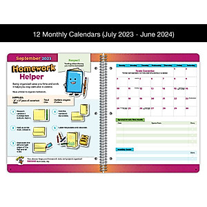 Dated Elementary Student Planner 2023-2024 Academic School Year, Large (8.5" by 11") Matrix Style Datebook with Classic Elementary Matrix Cover