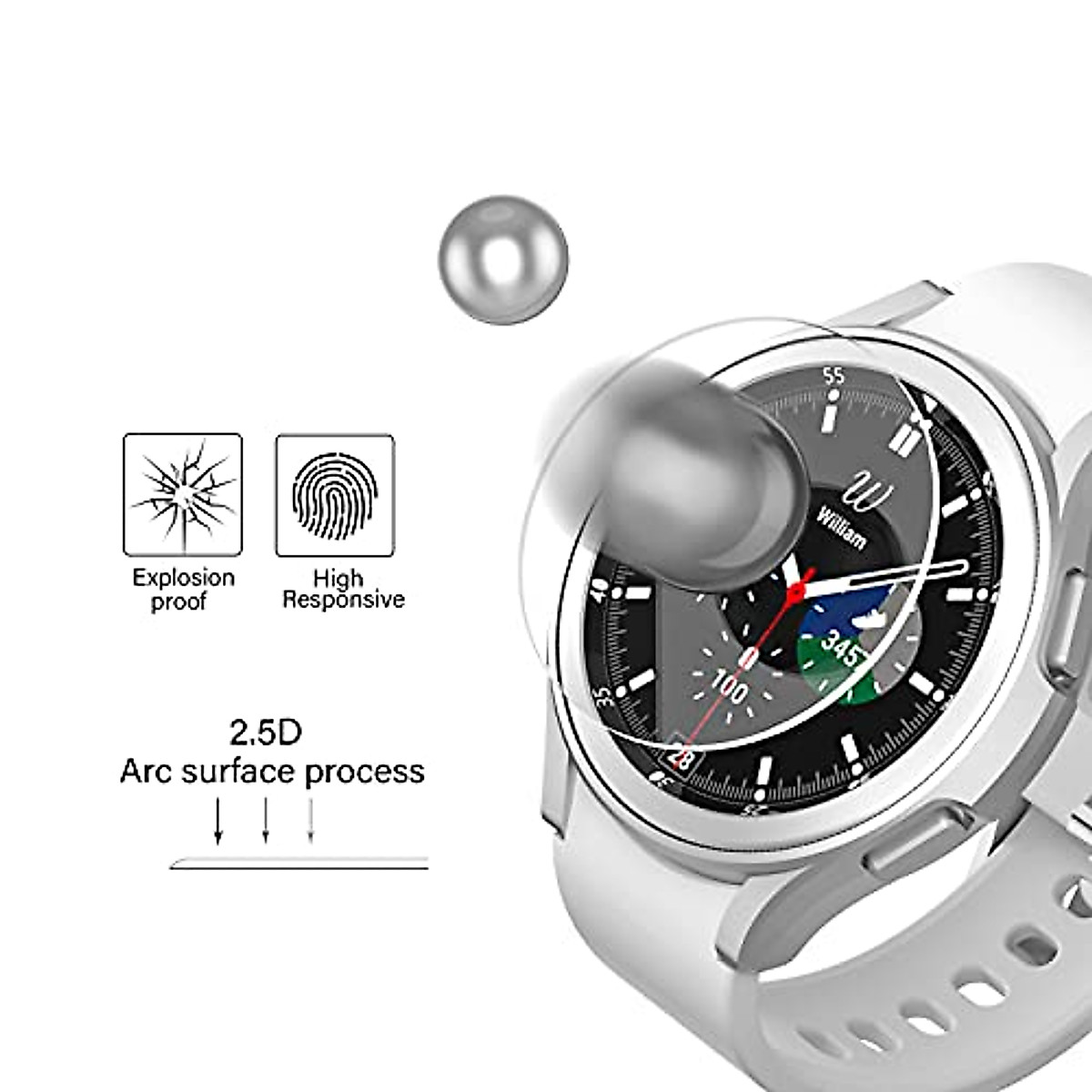 [4+4 Pack] BHARVEST for Samsung Galaxy Watch 4 Classic 46mm Screen Protector and Case, 4 Packs Flexible TPU Frame Cover with 4 Sets Tempered Glass Protective Film for Galaxy Watch 4 Classic 46mm