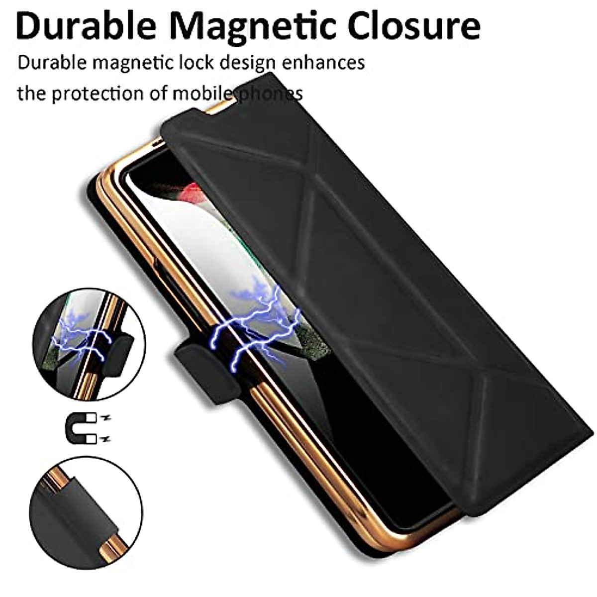 NINKI Compatible Magnetic Leather Case for Samsung Galaxy Z Fold 4 Case with Screen Protector and Stand 2022 Luxury Business Protective Samsung Z Fold 4 5G Phone Case with S Pen Holder Women- Red