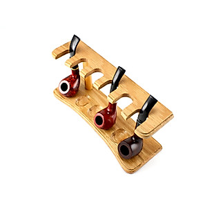 Skyway 6 Pipe Wood Tobacco Pipe Stand Rack Holder - Natural Tan