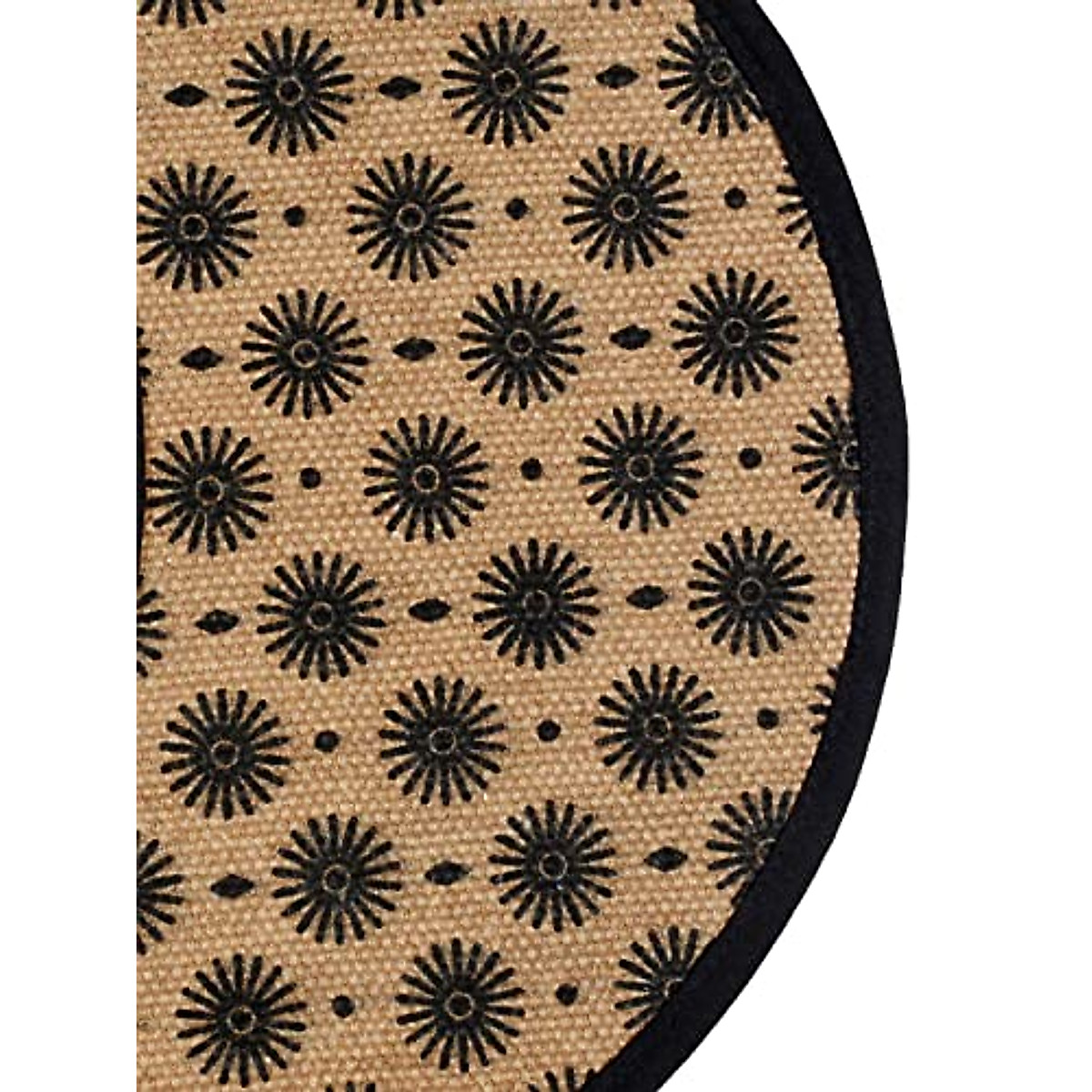 Bricker Jute and Cotton Printed Round Table Mat (38x38 Cms, Black) -Pack of 4