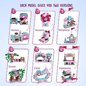 Vanmor 568Pcs Princess Castle Building Blocks Sets Toy for Girls Castle Playset with 25 Models Pink Palace Brick Toys STEM Educational Construction Kits for Kids Girls Age 6-12 Gifts