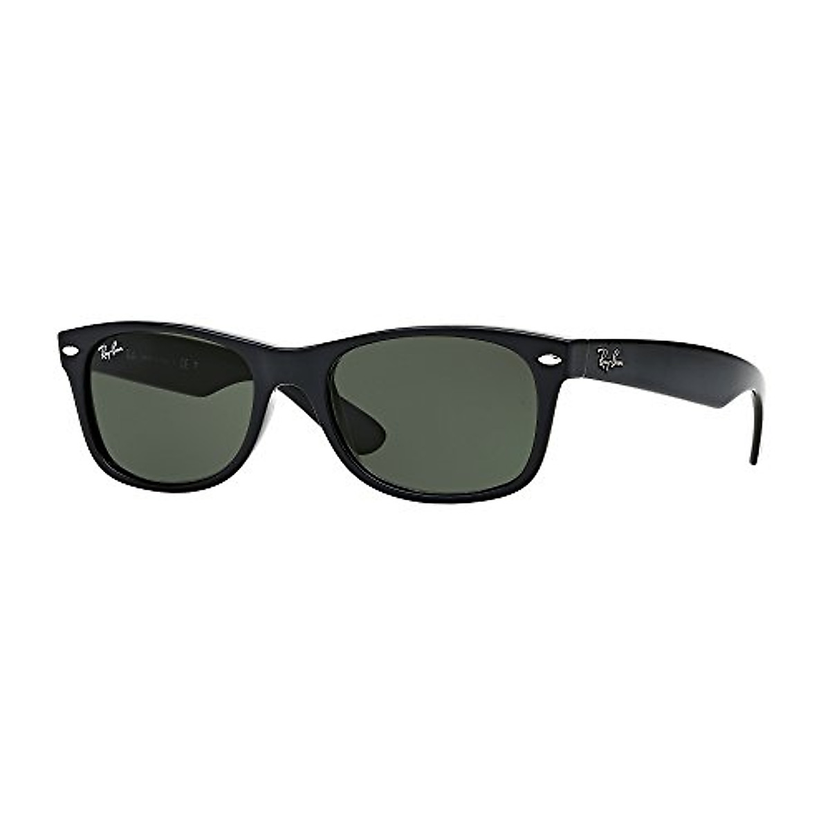 Ray-Ban RB2132 New Wayfarer Sunglasses + Vision Group Accessories Bundle (Black/Crystal Green,55), unisex-adult