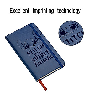 JOHSBYD Stitch Gifts Leather Notebook Lilo & Stitch Journal Notebook for Stitch Lover Gifts Stitch is My Spirit Animal Leather Notebook for Son Daughter (A6 Blue)