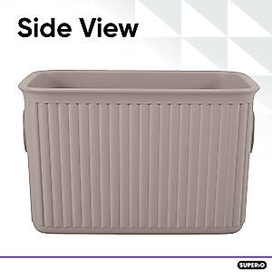 Superio Ribbed Collection - Decorative Plastic Open Home Storage Bins Organizer Baskets, Small Taupe (6 Pack) Container Boxes for Organizing Closet Shelves Drawer Shelf 1.5 Liter