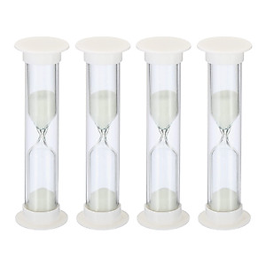 PATIKIL 2 Minute Sand Timer, 4Pcs Small Sandy Clock with Plastic Cover, Count Down Sand Glass for Games, Kitchen, Party Favors DIY Decoration, White