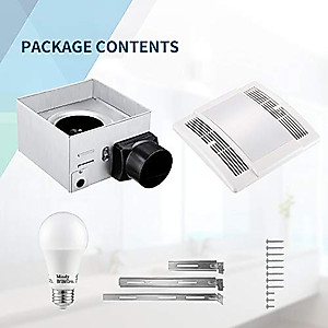 Tech Drive Very-Quiet 90 CFM, 1.5 Sone Bathroom Ventilation and Exhaust Fan With LED light 3000K 1100LM,Ceiling Mounted Fan,Easy to Install,White Plastic Grille