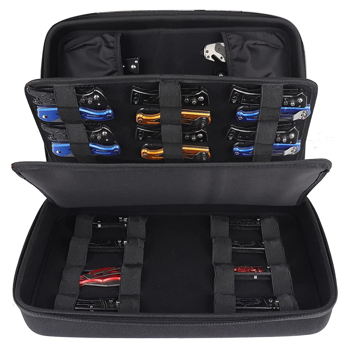 Knife Display Case, 42 Slots Pocket Knife Case, Folding Knife Butterfly Knife Pocket Knife Storage Organizer, Knives Collection Protector Carrier Bag for Survival Tactical Outdoor EDC Mini Knife