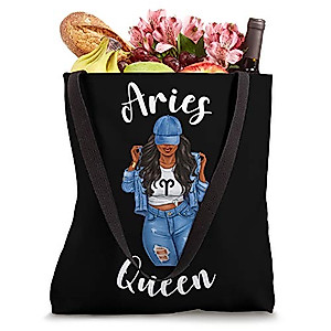 Streetwise Aries Black Queen Afro Womens Zodiac Birthday Tote Bag