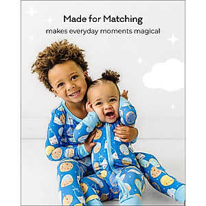 Little Sleepies Baby Boy Pajama, Bamboo Viscose Zippy PJs, Blue Cookies & Milk, 3-6M