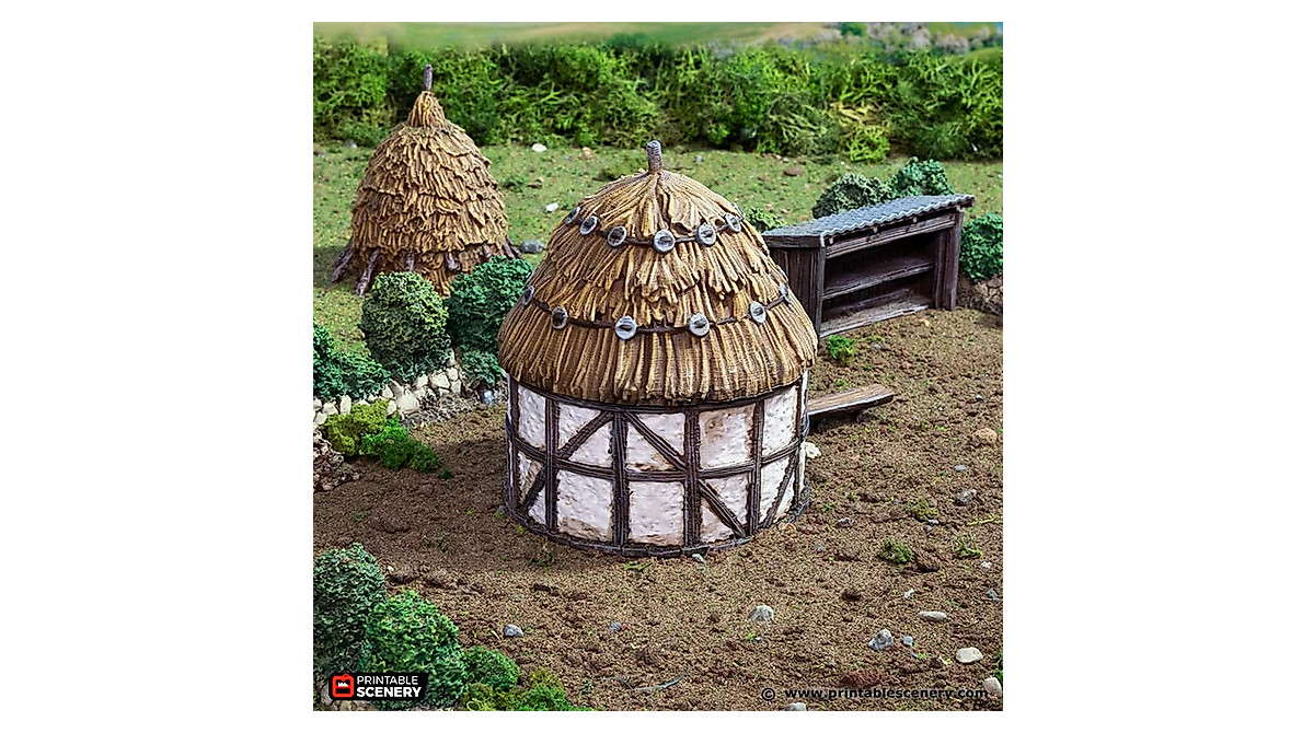 Small Round House Set for D&D Miniatures Terrain