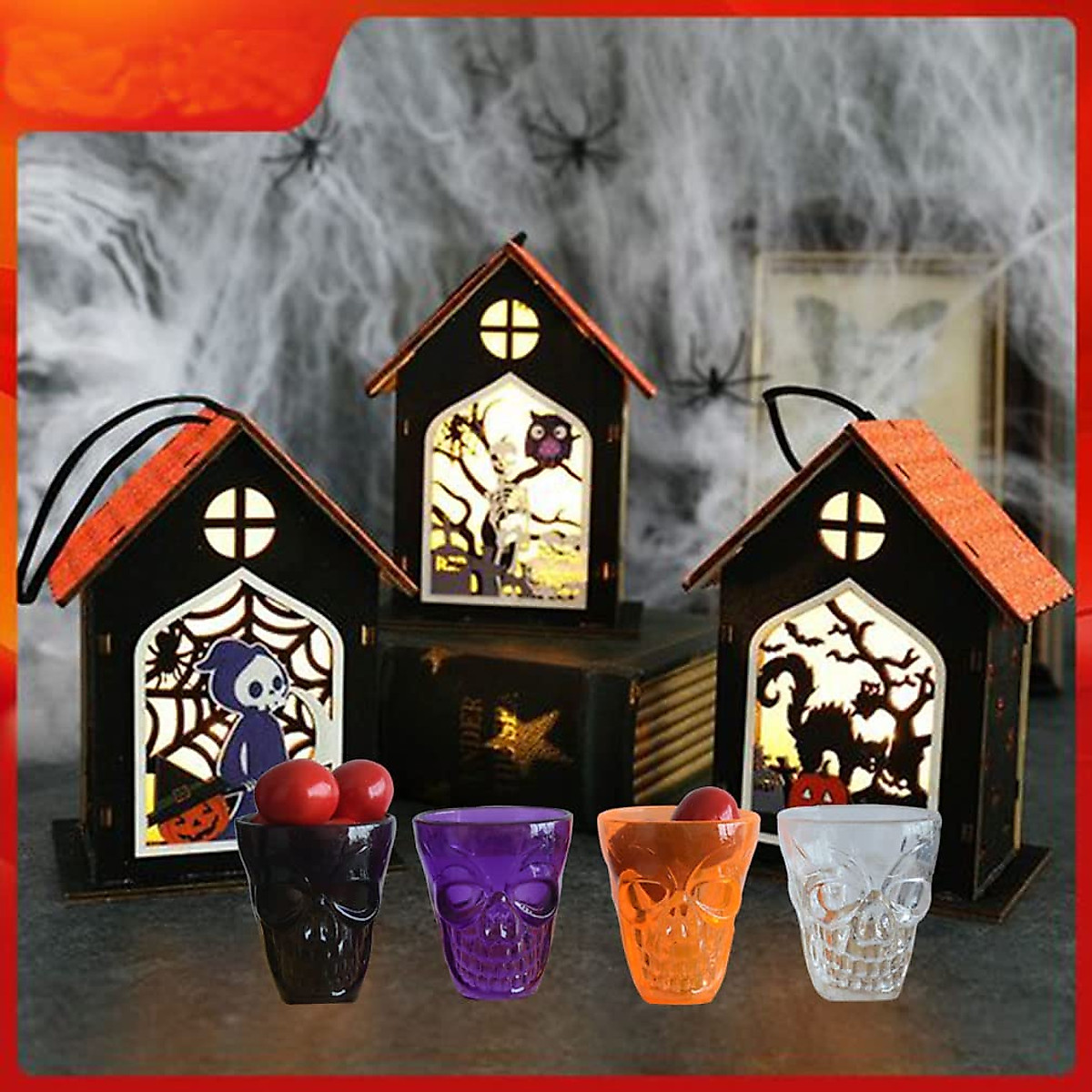 X-SHIYUN Halloween Skull Party Favor Shot Glasses 1.86 oz/ 55 ml Unbreakable Skull Shot Cups Plastic Halloween Cups for Spirits Vodka Halloween Party Decoration Supplies（16PCS）