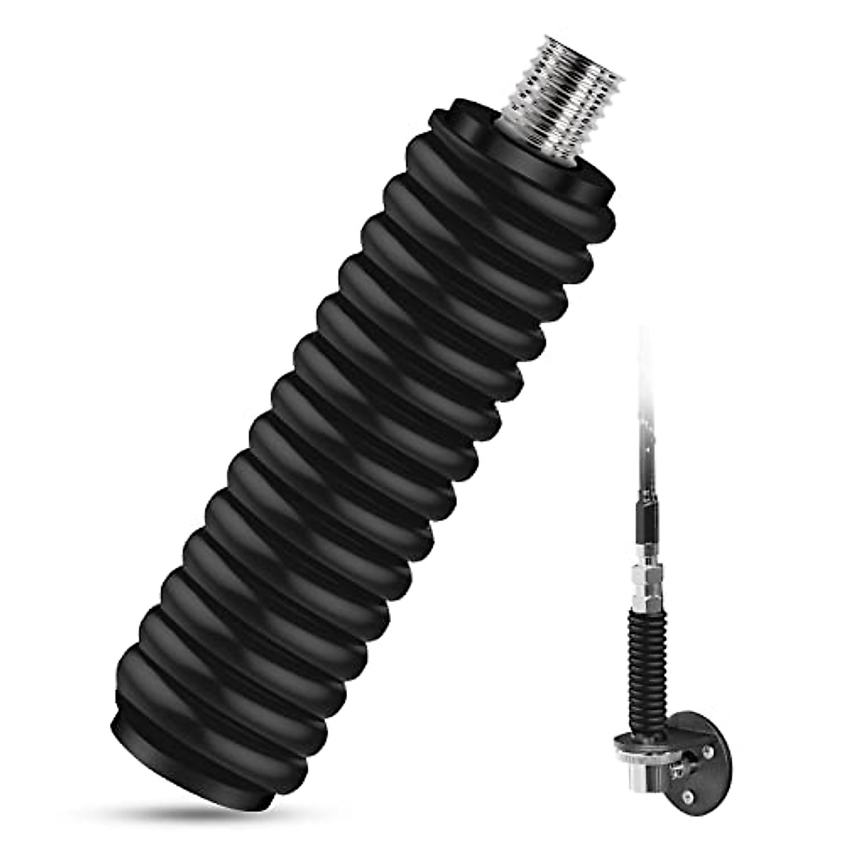 Marketty SS-3H CB Antenna Spring, Stainless Steel Heavy Duty CB Radio Antenna Mount Spring, Spring to Fit Mobile/in-Vehicle CB Radio Antenna Mount Up to 60" Long and 3/8" X 24 Thread (Black)