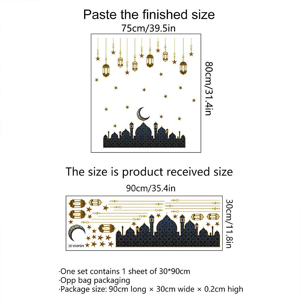 Ramadan Wall Decor Stickers, Islamic Muslim Wall Stickers Eid Mubarak Ramadan Decor Lantern Moon Star Window Decal Ramadan Decorations for Home Living Room Bedroom Decorations Wallpaper