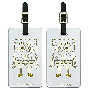 Spongebob Full Front Luggage ID Tags Suitcase Carry-On Cards - Set of 2
