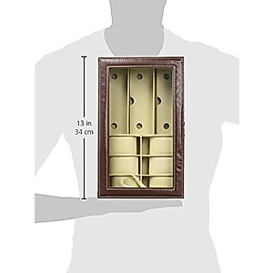 AUTOARK Leather 6 Watch Box Jewelry Case and 3 Piece Eyeglasses Storage and Sunglass Glasses Display Case Organizer,Brown,AW-020