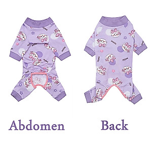 Qunaawa Dog Recovery Suit for Surgery Small Medium Dogs Onesie, Cute Soft Dog Pajamas Bodysuit Cone Alternative Prevent Licking Dog Recovery Suit Female Male (X-Large, Cat Purple)