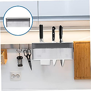 UPKOCH 3pcs Storage Organizer for Free Container Holder Stand Convenient Bar Multifunctional Cutlery Rack Silverware Wall Accessory Mounted Block Display Grey Tool Kitchen Utensil Punch