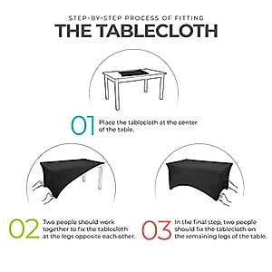 Utopia Kitchen Spandex Tablecloth 1 Pack [6FT, Black] Tight, Fitted, Washable and Wrinkle Resistant Stretch Rectangular Patio Table Cover for Event, Wedding, Banquet & Parties [72Lx30Wx30H Inch]