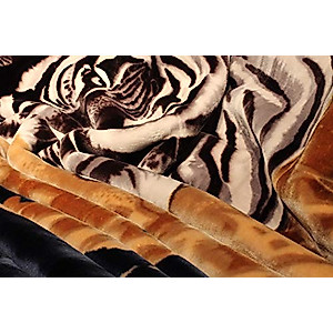 White Tiger Blanket I Korean style Mink Ultra Silky Soft Reversible Bed comforter bedspread bedding Cobias I Heavy thick weight I Perfect for Winter and Warm for all season throw(Queen, 71 Tiger Blue)