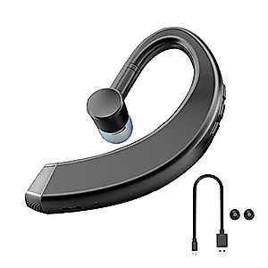 Saycker Bluetooth 5.0 Ear Hook Wireless Headphone, Bluetooth Earpiece, Ear Plug Headset with Microphone, Single Ear Noise Cancelling Earphones Painless Wearing, for Outdoor(Black)
