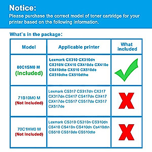 LCL Remanufactured Toner Cartridge Replacement for Lexmark 80C1SM0 80C10M0 801SM 801M CX310 CX310n CX310dn CX410 CX410de CX410dte CX410e CX510 CX510de CX510dthe CX510dhe 2000 Pages (1-Pack Magenta)