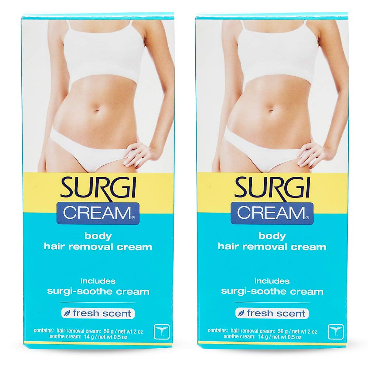Surgi Body Hair Removal Cream Fresh Scent 2 oz, 2 Pack