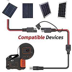 YACSEJAO SAE to DC 8mm Cable 14AWG 1FT DC 8mm Male to SAE Connector Adapter for RV & Solar Generator Portable Solar Panel