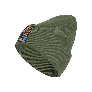 adidas Originals Camo Logo Cuff Fold Beanie, Green Oxide/Collegiate Gold, One Size