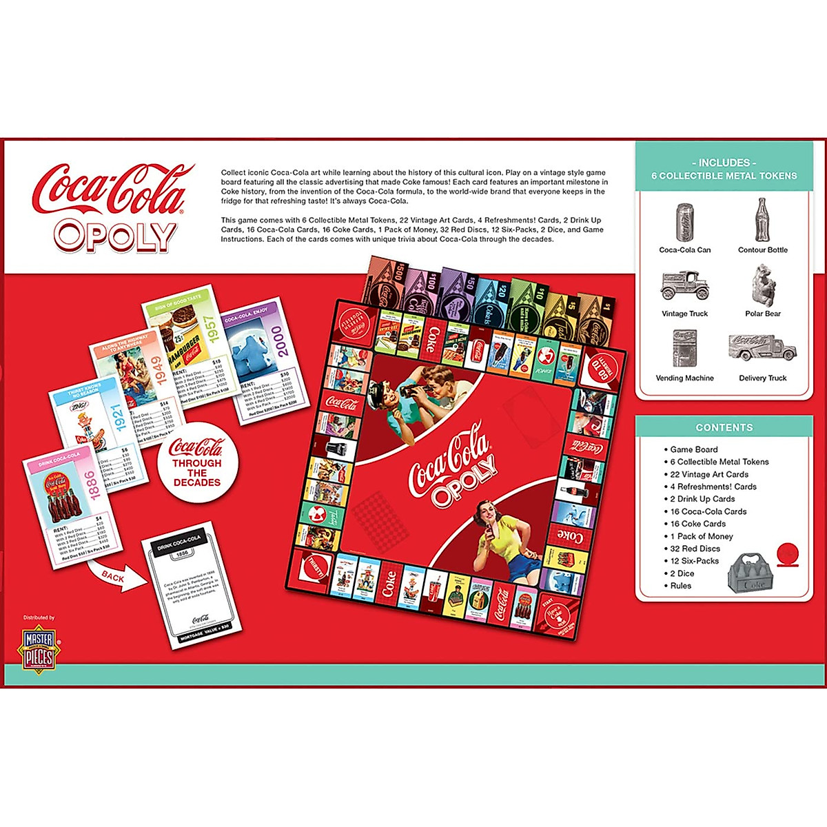 MasterPieces Opoly Board Games - Coca-Cola Opoly - Officially Licensed Board Games for Adults & Families
