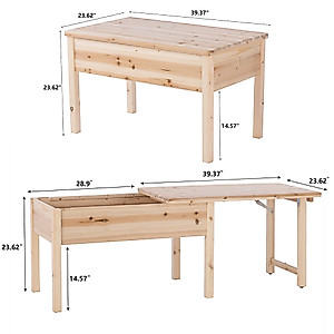 Tiuekes Kid’s Table, Wooden Indoor Sensory Table with Storage, Multi-Functional Activity Play Table with Foldable Tabletop (Natural Wood Color)