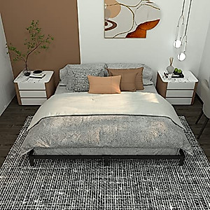 LUKIROYAL Sturdy Low Bed Frame King- Metal 7-Inch Platform Base with Steel Slats - Easy Assembly, Noise-Free, No Box Spring Needed - Non-Slip - Black