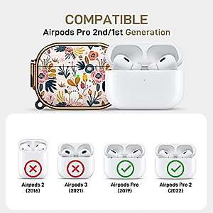 Maxjoy for Airpods Pro 2nd/1st Generation Case Cover, Flower Hard Cute AirPod Pro 2 Case for Women Men with Keychain Protective Shockproof Cover for AirPods Pro(2022/2019)