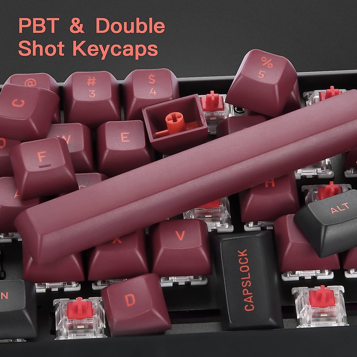 Darmoshark 2.4GHz Wireless/Wired Mechanical Keyboard — 65% (68 Key) Gaming Keyboard, Hot-Swap Switches, Programmable Macros, RGB LED Backlit, Type-C, PBT Spherical Keycap(Gateron Brown, Cherry Red)