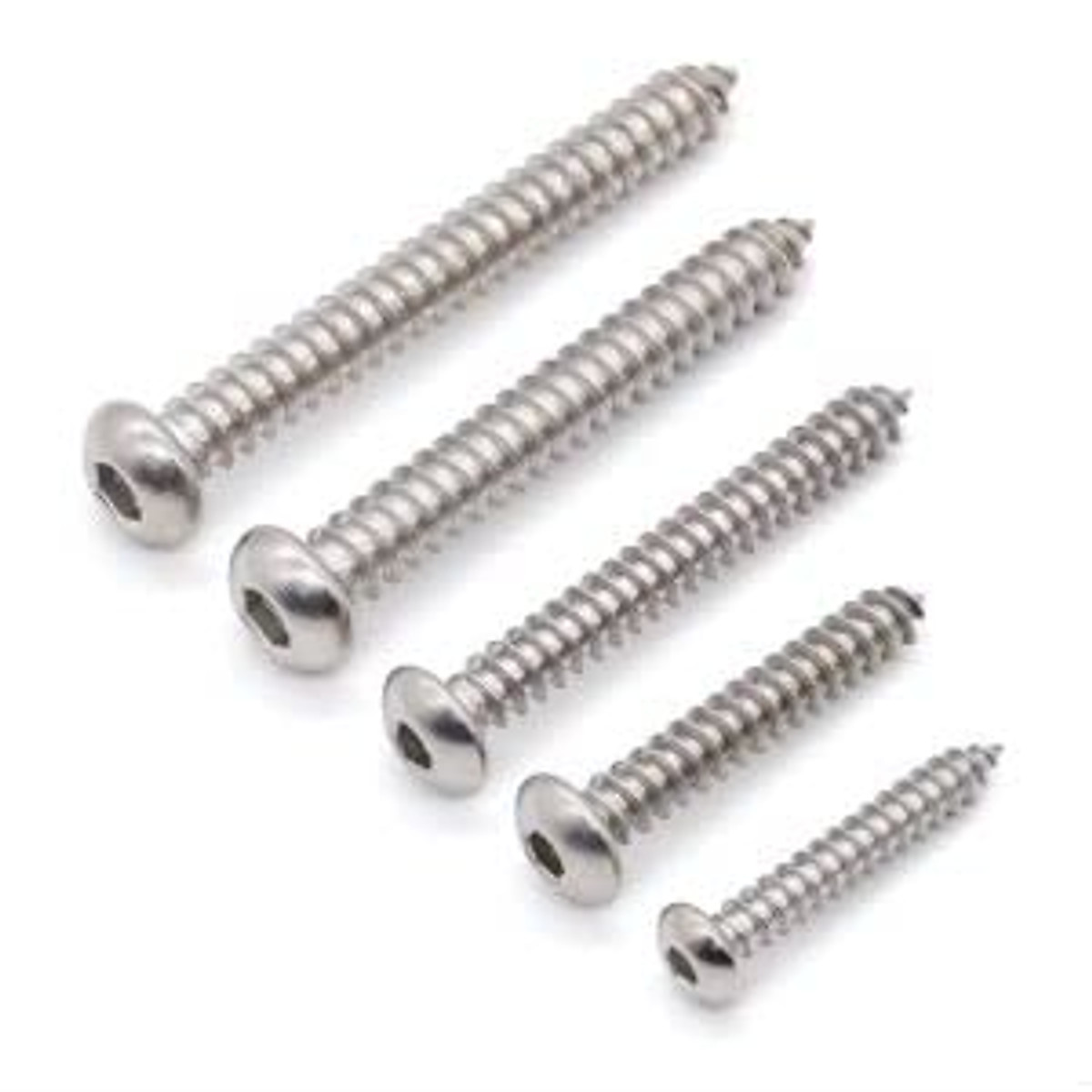 Glvaner (30 pcs) M6 x 16mm Button Head Socket Cap Self Tapping Screws 304 Stainless Steel 18-8 Wood Screws Sheet Metal Screws Full Thread Coverage