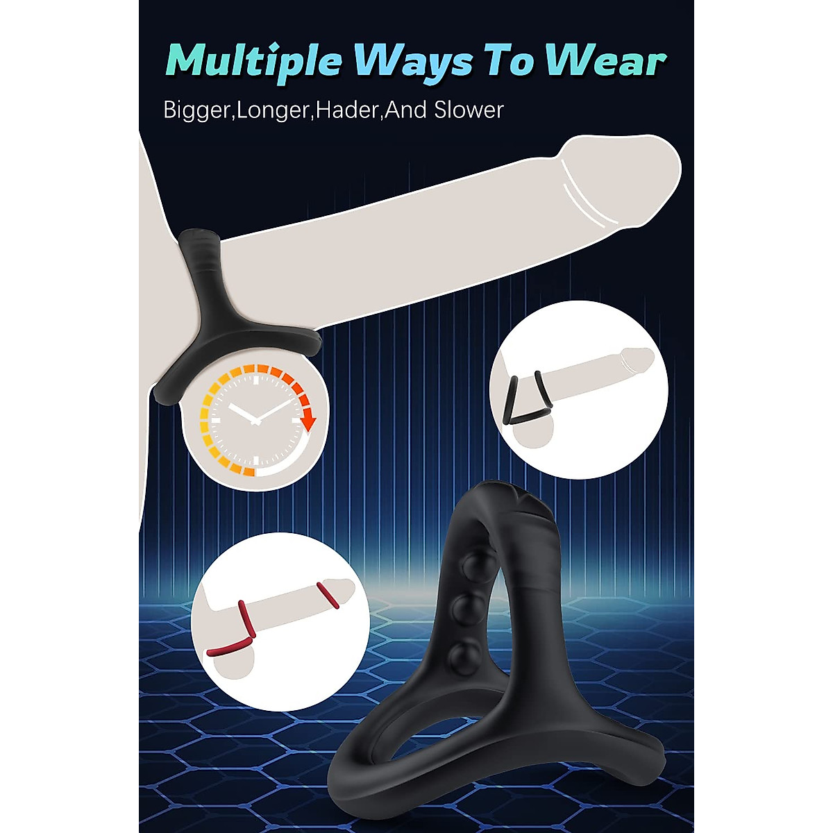 Canrok Silicone Cock/Penis Rings Set with 7 Different Sizes for Erection Enhancing, Long Lasting Stronger Strechy Adult Sex Toys for Men or Couple