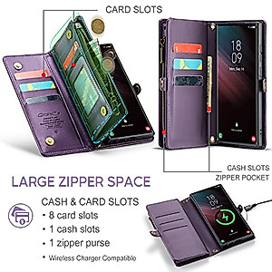 ASAPDOS Samsung Galaxy S23 Ultra Case Wallet,Retro Suede PU Leather Strap Wristlet Flip Case with Magnetic Closure,[RFID Blocking] Card Holder and Kickstand for Men Women Purple
