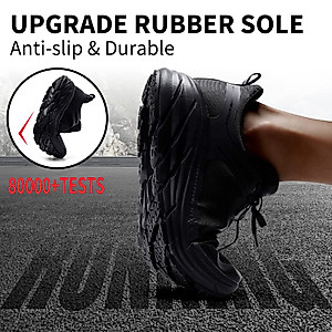 Grand Attack Road Running Shoes for Men with Superior Cushioned Comfort Lightweight Mens Walking Shoes Non-Slip Breathable Athletic Tennis Cross-Training Shoes Rugby Sneakers Black Size 8