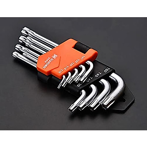 Edward Tools Star Key Wrench Set - Hardened Chrome Steel Screwdriver Set with Organizer Clip - Straight or L - T10 T15 T20 T25 T27 T30 T40 T45 T50 (Short)