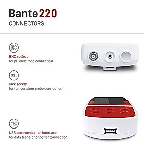 Bante 220 Portable pH Meter, ±0.01 pH Accuracy, 3 Points Calibration, Automatic Temperature Compensation, Auto-Read Measurement Endpoint, 100 Sets of Data Storage
