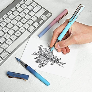 WRITECH Liquid Ink Rollerball Pens Pack of 8, Quick Dry No Bleed Roller Pens 0.5mm Black Pens for Writing, Taking Notes, Journaling & Sketching (Gradient)