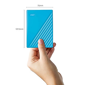Western Digital My Passport 5 TB Portable External Hard Drive, USB 3.0, USB 2.0 Compatible, Sky Blue (WDBPKJ0050BBL-WESN)