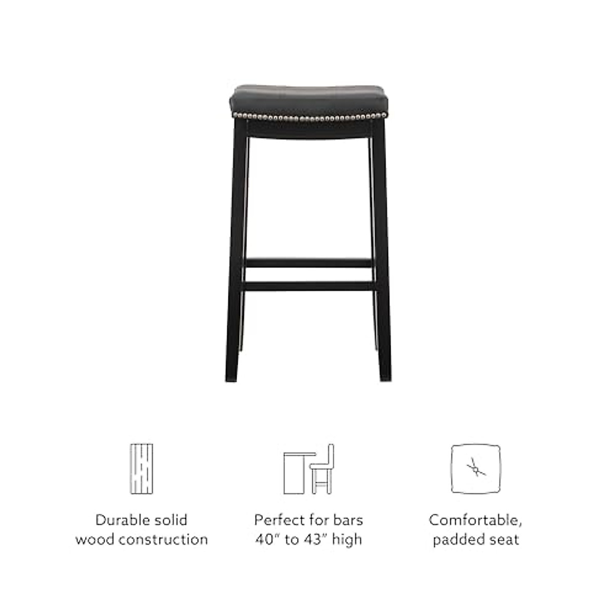 Linon Claridge Bar, Black Stool, 32" X 18.75" X 13"