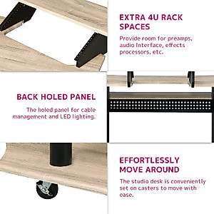 Acme Eleazar Wooden 4-Shelf Music Recording Studio Desk in Natural Oak