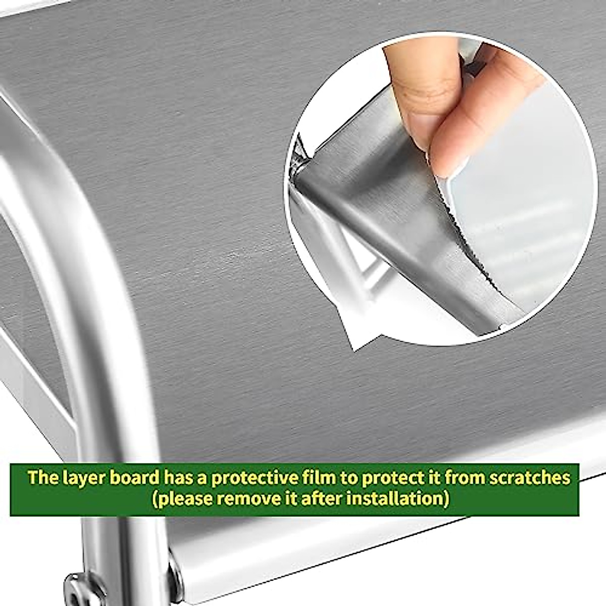 susunnus Stainless Steel Shelves 4 Tier, Pantry Shelves, Bathroom Shelves Organizer, Suitable for Kitchen & Bathroom, Total Load 120LB, 304 Stainless Steel & Durable & Waterproof & Gift Tools